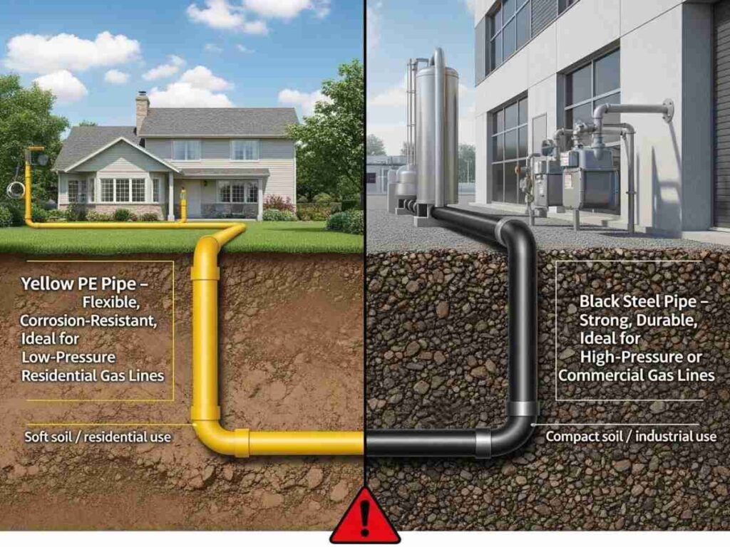 When Should You Use Yellow or Black Underground Gas Pipes?